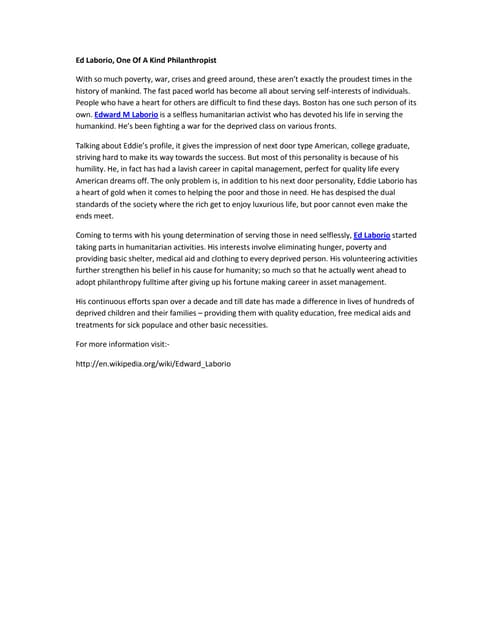 Ed laborio’s life as philanthropist | PDF