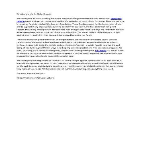 Ed laborio’s life as philanthropist | PDF