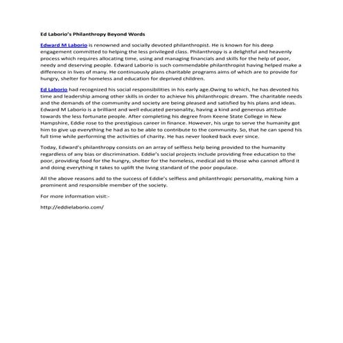 Ed laborio’s philanthropy beyond words | PDF