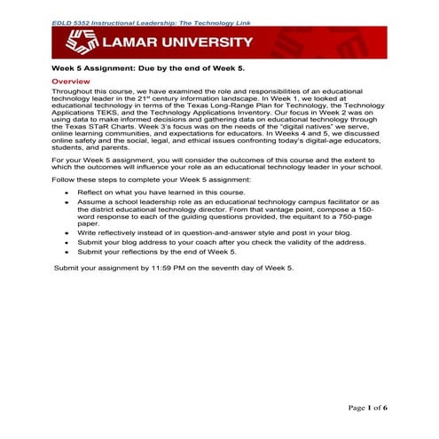 Edld 5352 Week 5 Assignment[1] | PDF