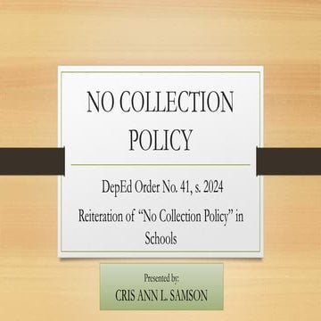 A Presentation on the No Collection Policy of DepEd | PDF