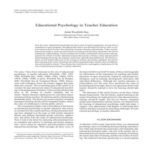 EDUCATIONAL PSYCHOLOGY FOR TEACHING AND LEARNING | PPT