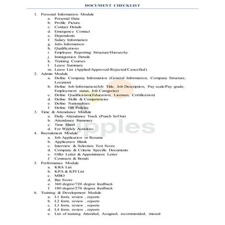 EDM documents checklist | DOCX