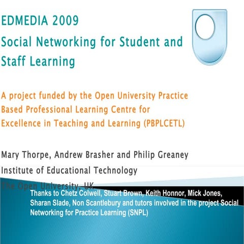 Edmedia2009 Thorpe Social Networkingv1v1 | PPT