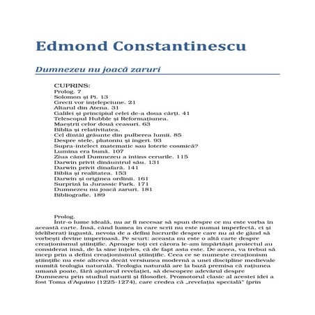 Edmond constantinescu dumnezeu nu joaca zaruri | PDF