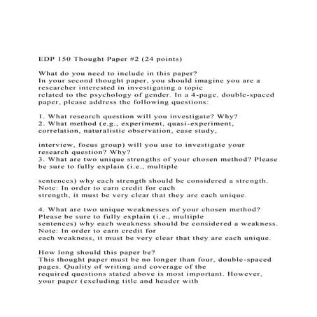 EDP 150 Thought Paper #2 (24 points) What do you need to i.docx