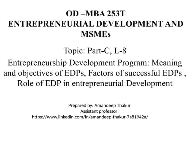Entrepreneurship Development Programme (EDP) | PPTX