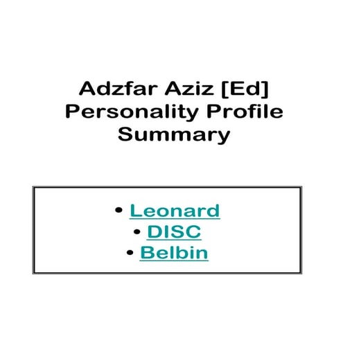Ed Personality Profile Summary | PDF
