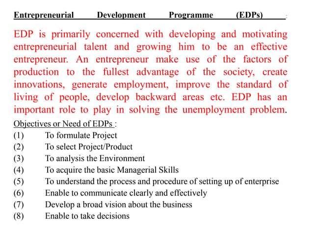 Entrepreneurship Development Programme (EDP) | PPTX