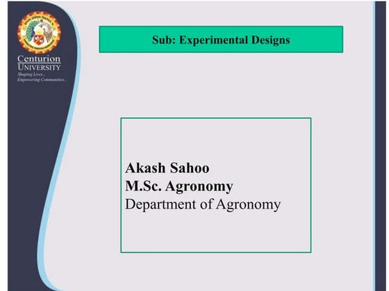 Layout of Agricultural field experiments | PDF | Physics | Science