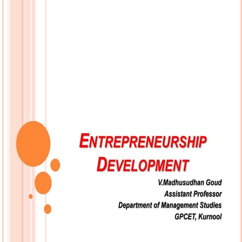 Entrepreneurship Development PPT Introduction | PPT