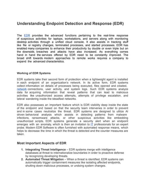 SIEM vs EDR | PDF