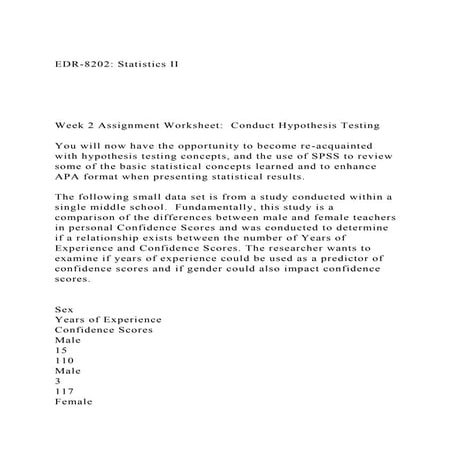 EDR-8202 Statistics IIWeek 2 Assignment Worksheet C.docx | Computer ...