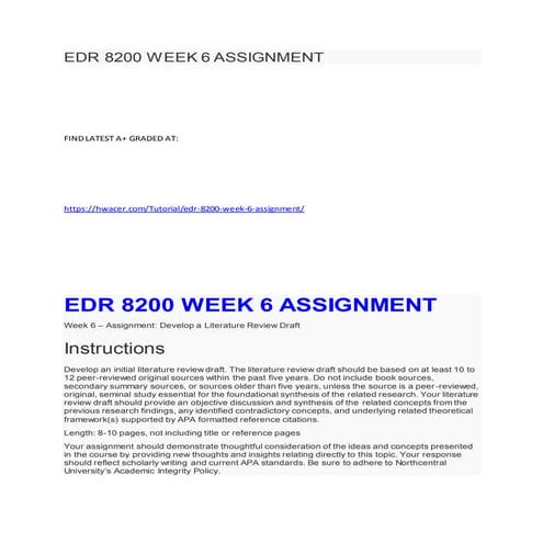 Edr 8200 week 6 assignment | PDF