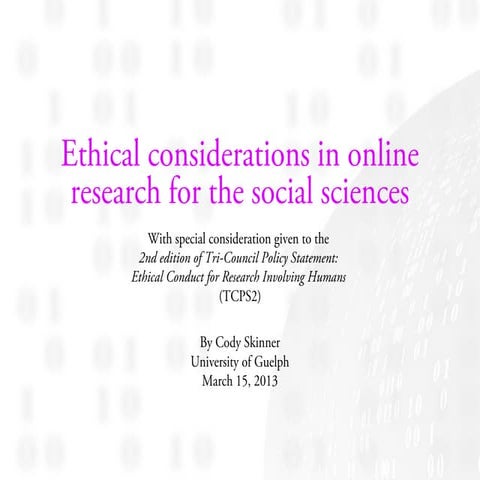 Ethical considerations in online research for the social sciences | PPT