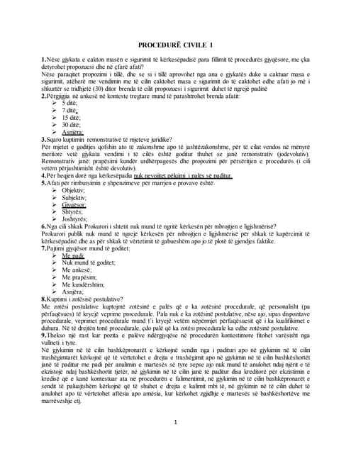 Pyetje nga E drejta e procedures permbarimore | DOC
