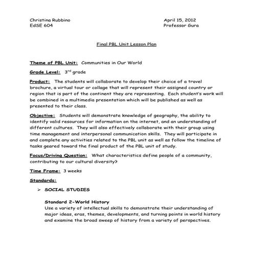 Ed se604 christina rubbino_pbl unit lesson plan outline | DOCX