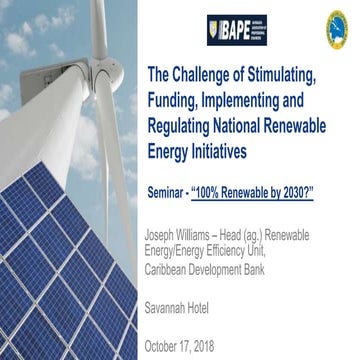 The Challenge of Stimulating, Funding, Implementing and Regulating National Renewable Energy ...