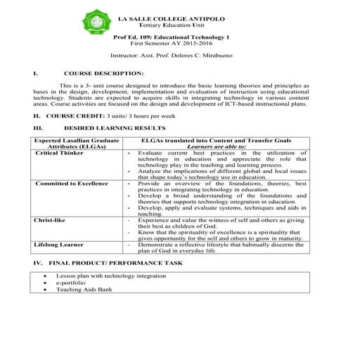 Edtech 1 syllabus 2015 2016 | DOC