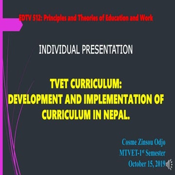 TVET Curriculum: Development and Implementation of Curriculum in Nepal ...