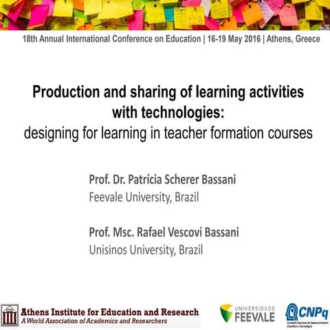 Production and sharing of learning activities with technologies ...