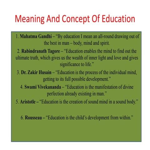 Meaning of coccepts of education | PPTX