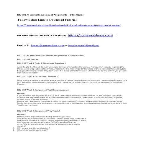 Edu 210 all weeks discussion and assignments – entire course | DOCX