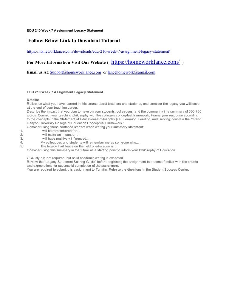 Edu 210 Week 7 Assignment Legacy Statement edu-210-week-7-assignment-legacy-statement