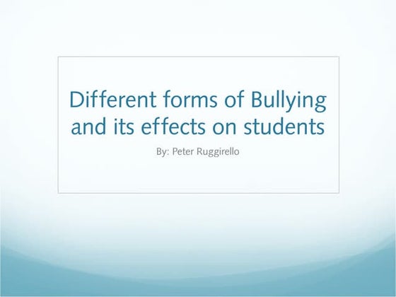 School bullying presentation | PPT