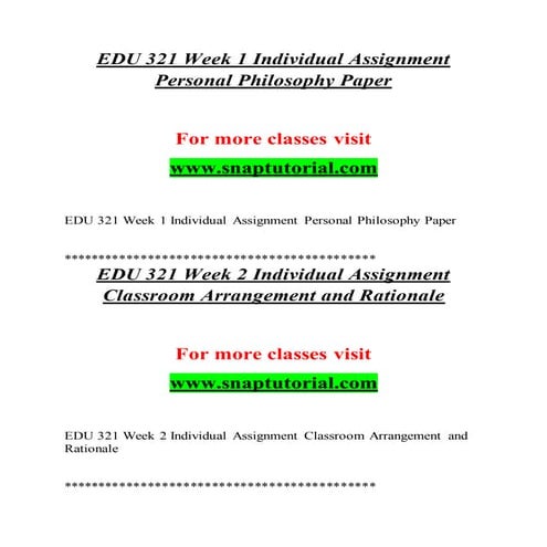 Edu 321 Education Organization / snaptutorial.com