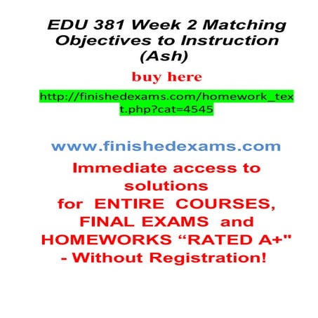 Edu 381 week 2 matching objectives to instruction (ash) | PDF