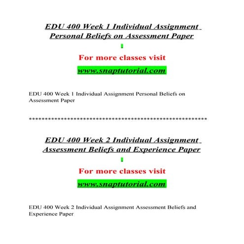 Edu 400 Massive Success / snaptutorial.com