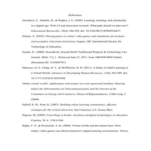 Edu440 virtual world references | RTF