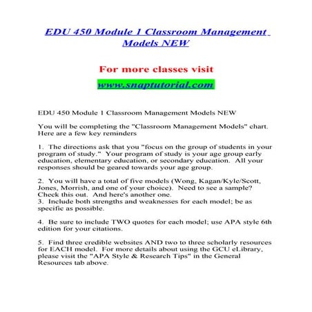 Edu 450 Exceptional Education / snaptutorial.com