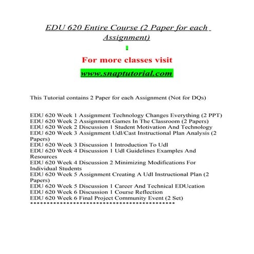Edu 620 Exceptional Education-snaptutorial.com