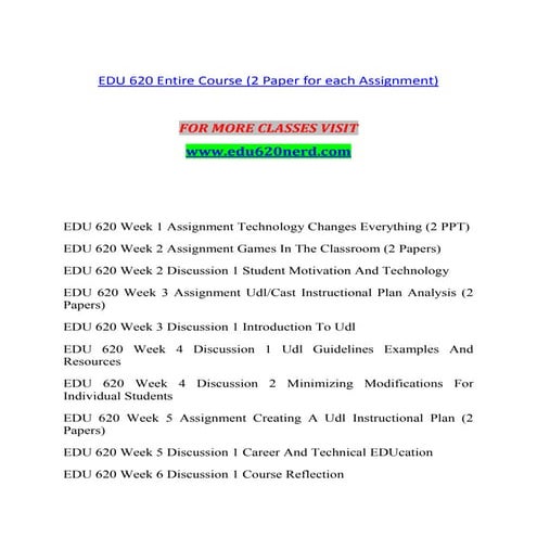 EDU 620 NERD Lessons in Excellence--edu620nerd.com