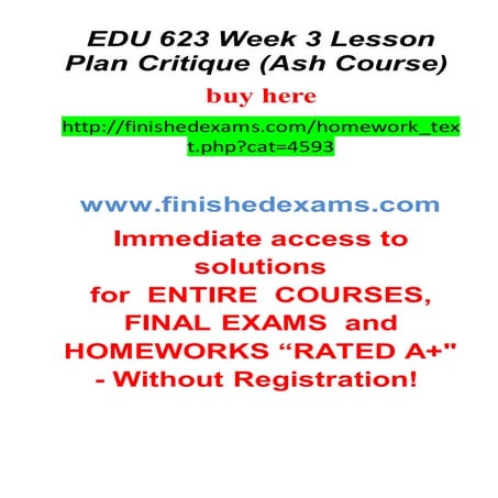 Edu 623 week 3 lesson plan critique (ash course) | DOCX | Educational ...