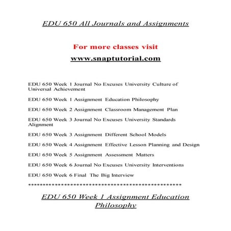 EDU 650 Exceptional Education / snaptutorial.com | DOCX