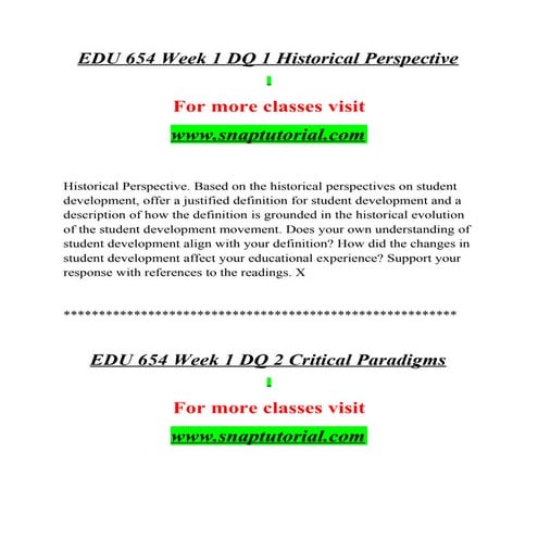 Edu 654 Massive Success / snaptutorial.com