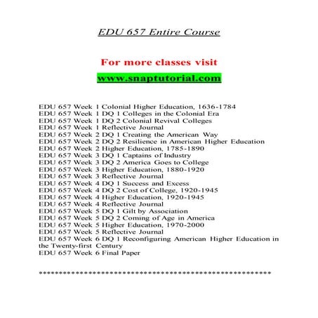 Edu 657 Education Specialist-snaptutorial.com