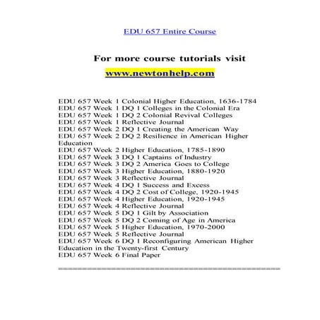 EDU 657 ASH Invent Yourself/newtonhelp.com