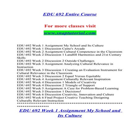 Edu 692 Education Organization / snaptutorial.com | Professional School | Postgraduate Education