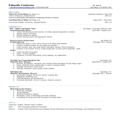 Resume 2018 | PDF