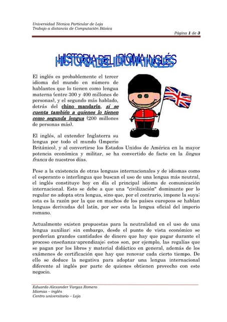 El origen del idioma inglés | DOC | Genealogy and Ancestry | Hobbies ...