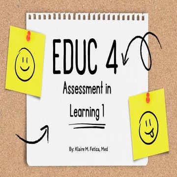 EDUC-4-Lesson.1 (Assessment in Learning 1) | PDF