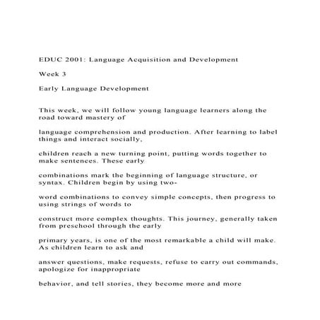 EDUC 2001 Language Acquisition and Development Week 3 .docx