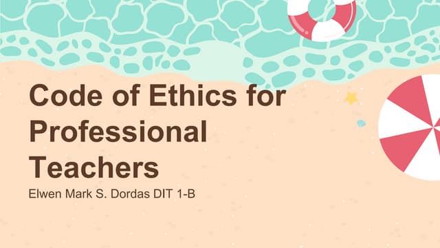 The code of ethics for professional teachers | PPTX