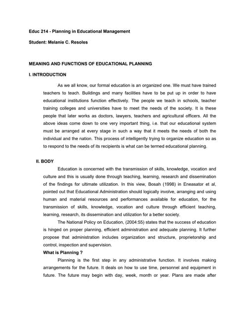 EDUCATIONAL PLANNING | PPTX