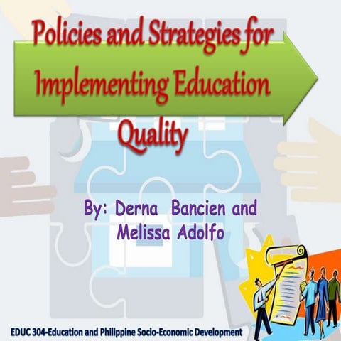 Educ 304 Policies and Strategies for implementing education quality by derna bancien and melissa ...