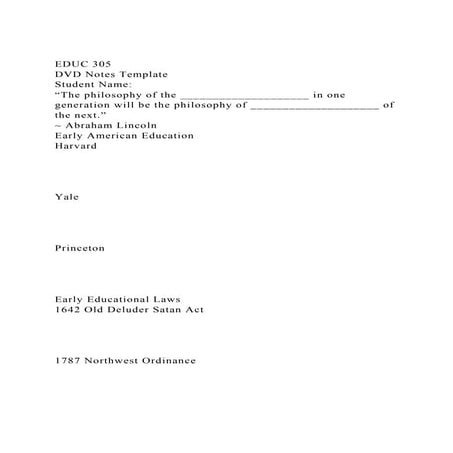 EDUC 305DVD Notes TemplateStudent NameThe philosophy of th.docx